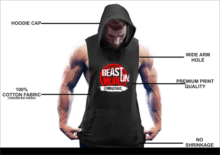 BEAST MODE ON Hoodie for Men (Circle) Black – Gymbrothers