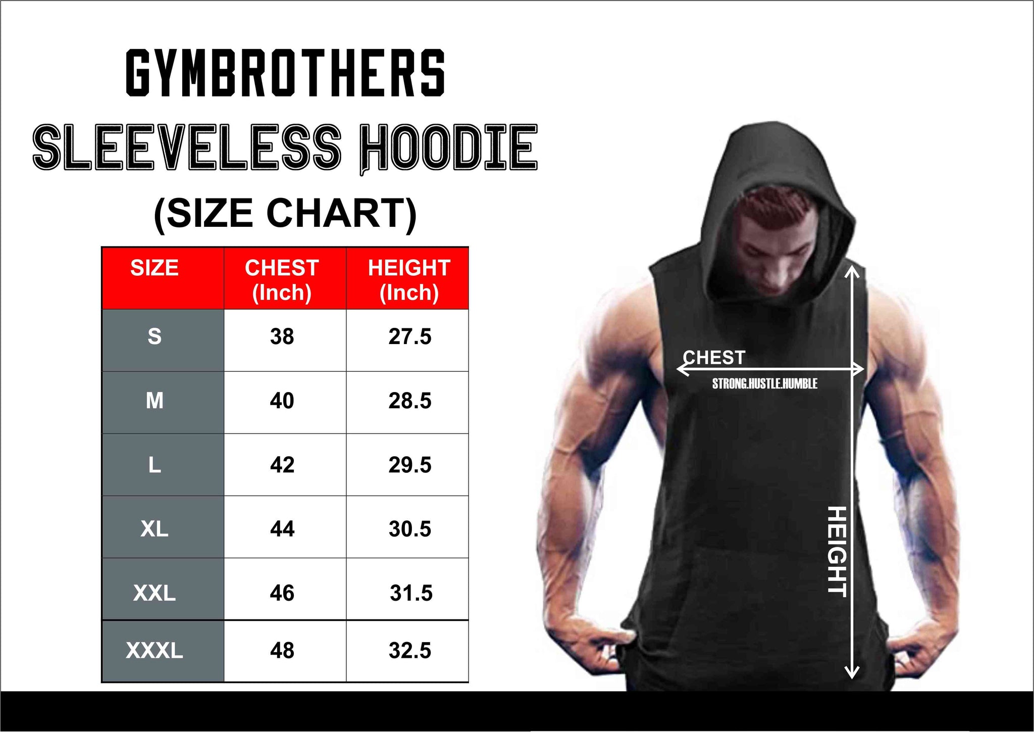 STRONG HUSTLE HUMBLE Hoodie for Men – Gymbrothers